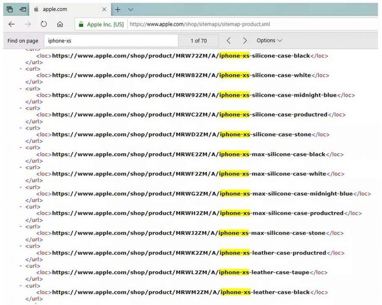 iPhone XS, XS Max, And XR Names Confirmed In Apple Sitemap Code - SlashGear