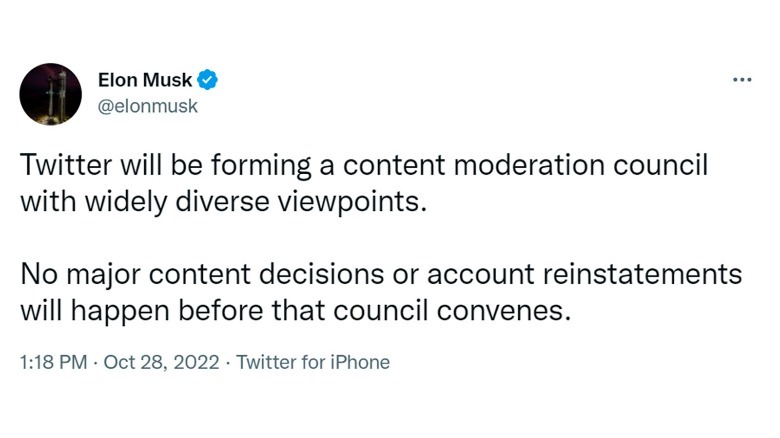 Elon Musk Says No Unbanned Twitter Accounts Until New Moderation ... Elon Musk Says No Unbanned Twitter Accounts Until New Moderation ...