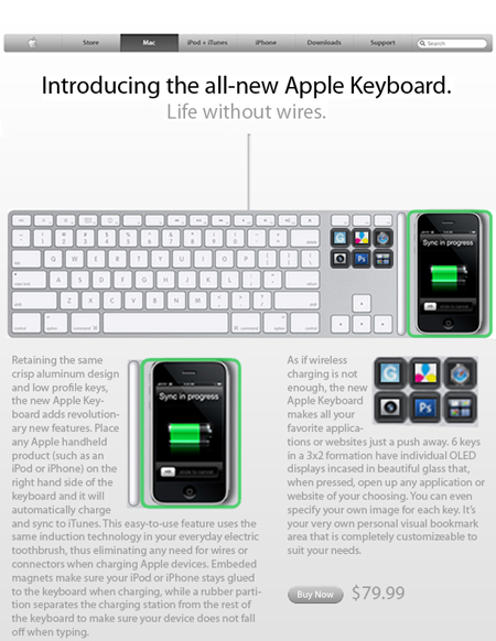 Apple Keyboard Concept With iPhone Induction Charging & OLED Keys