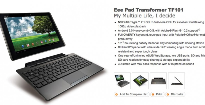 ASUS Eee Pad Transformer gets officially detailed - SlashGear