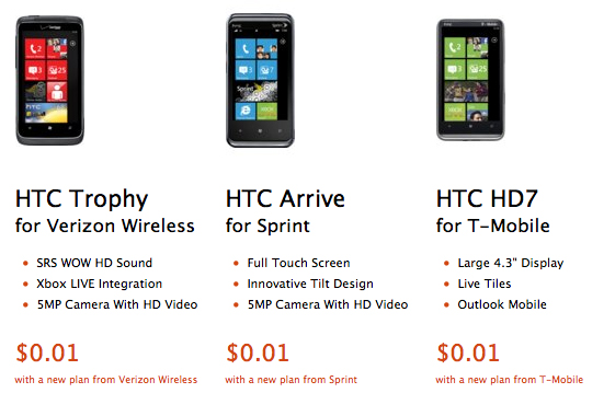 Microsoft Selling Three HTC Windows Phones For 1 Cent - SlashGear