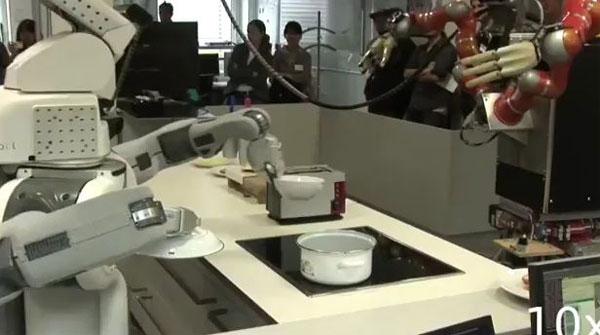 Robots make sandwiches and popcorn using voice command and Kinect ...