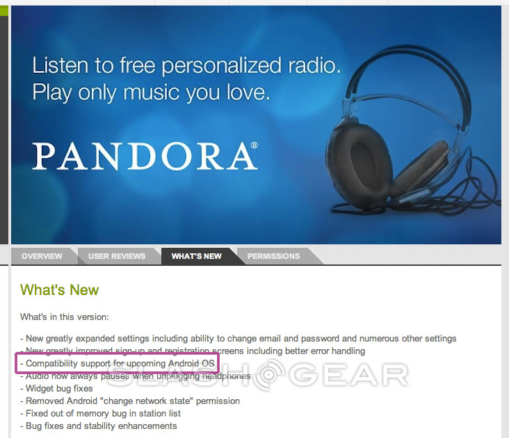 New Android OS version hinted by Pandora developers - SlashGear