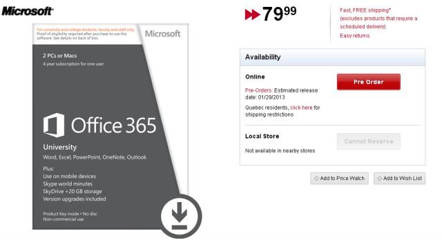Office 365 retail packaging makes an appearance in Future Shop listing ...