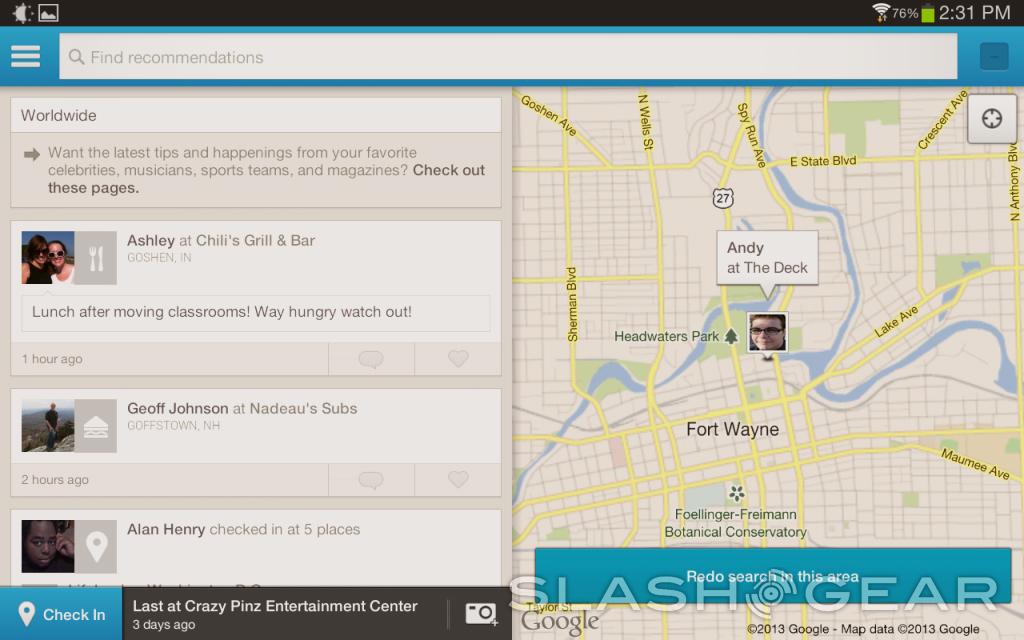 Foursquare Android update brings native tablet interface - SlashGear