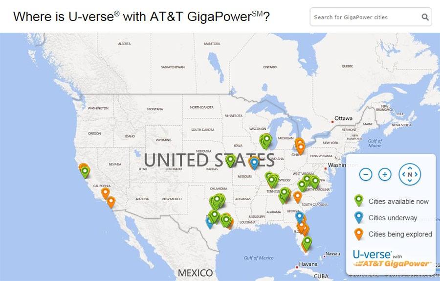 AT&T launches GigaPower map highlighting current and planned cities ...