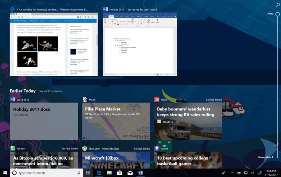 Windows 10 Timeline feature arrives in preview build 17063 - SlashGear