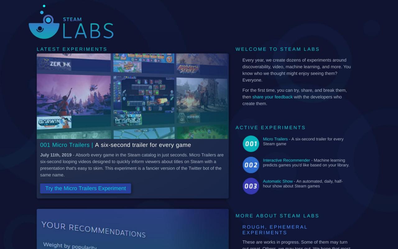 Steam Labs is Valve's playground for experimental features - SlashGear