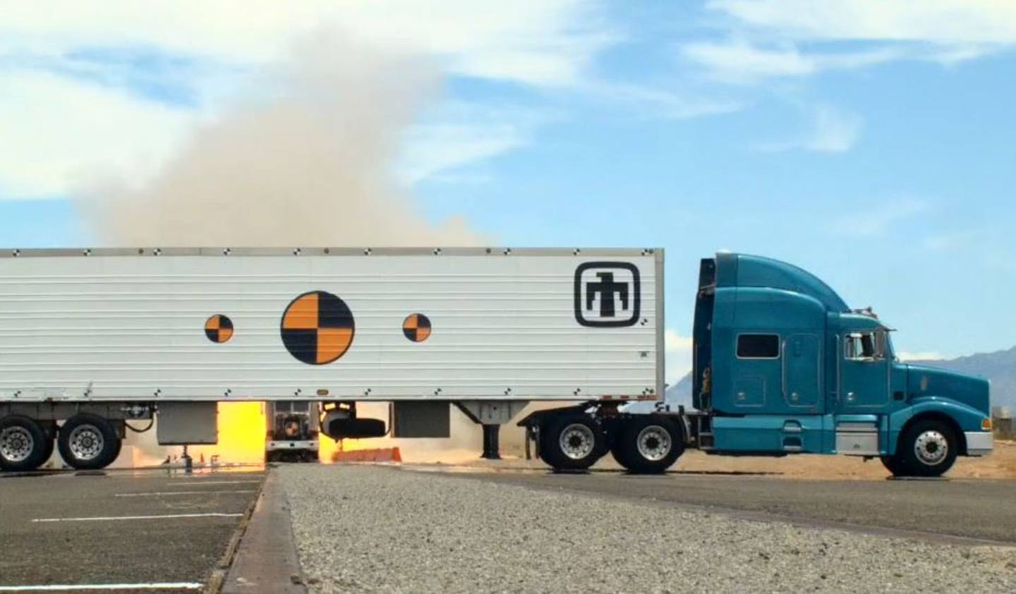 Nuke transporter slammed with rocket-powered semi-truck to test ...