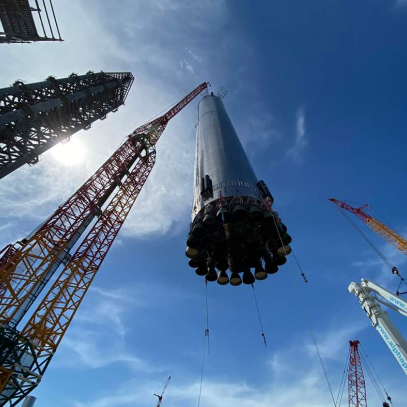 Falcon Super Heavy and Starship were stacked for the first time Friday ...